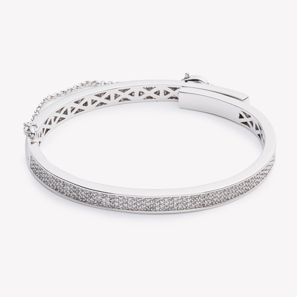 Pavé Thin Safety Chain Bracelet - Silver – EDDIE BORGO