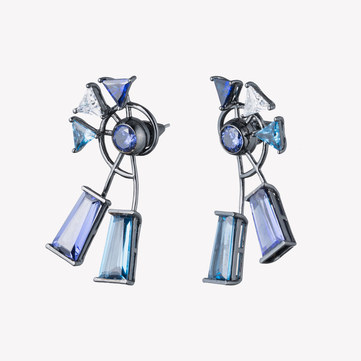 Apollo Long Stud Earrings Gunmetal Gunmetal – EDDIE BORGO